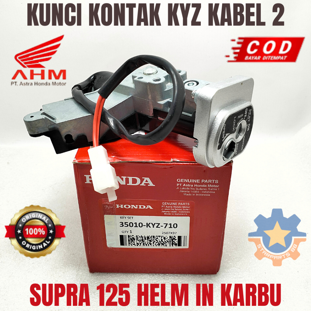 Jual KUNCI KONTAK KYZ KABEL 2 KEY SET MOTOR HONDA SUPRA 125 HELM IN ...