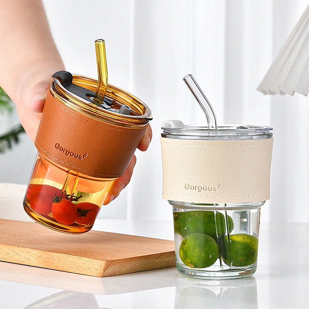 Jual Gelas Kaca Estetik - Botol Minum Kaca Mewah AESTHETIC GMKK206 ...