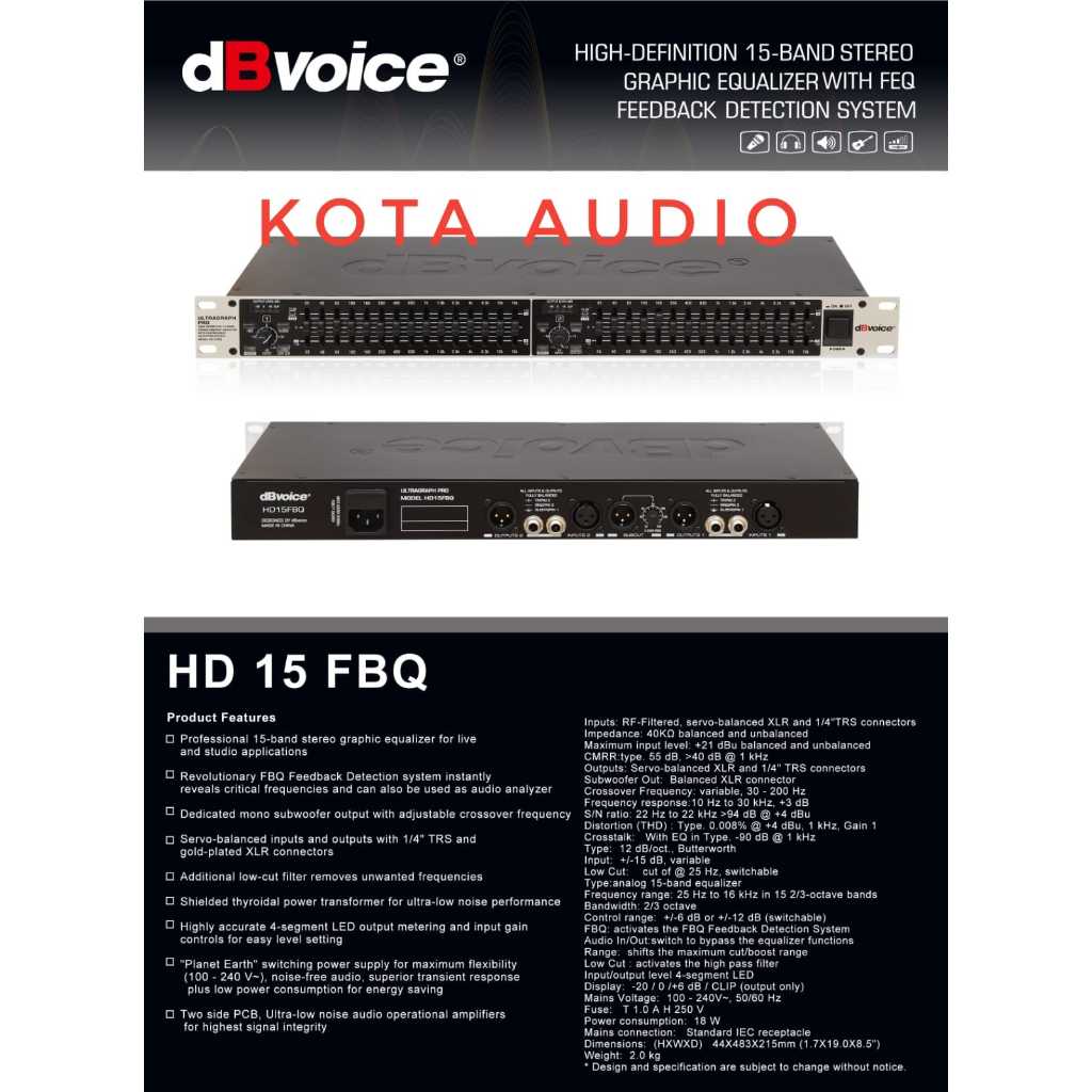 Jual Equalizer dBvoice HD 15 FBQ 15 Band With Feq Feedback Detection ...