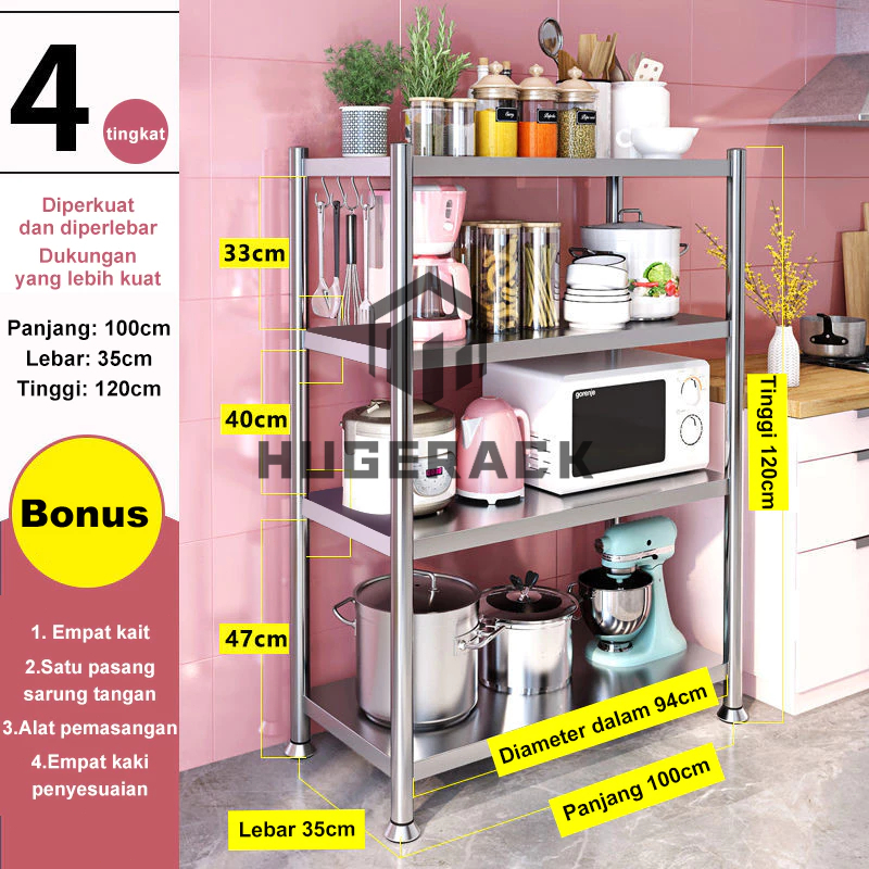 Jual Rak Dapur Rak Susun Stainless Steel Rak Oven Rak Penyimpanan 5 ...