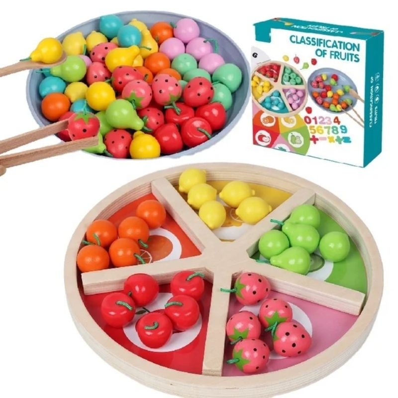 Jual montessori color shape sorting/fruits and veggies sorting toys ...