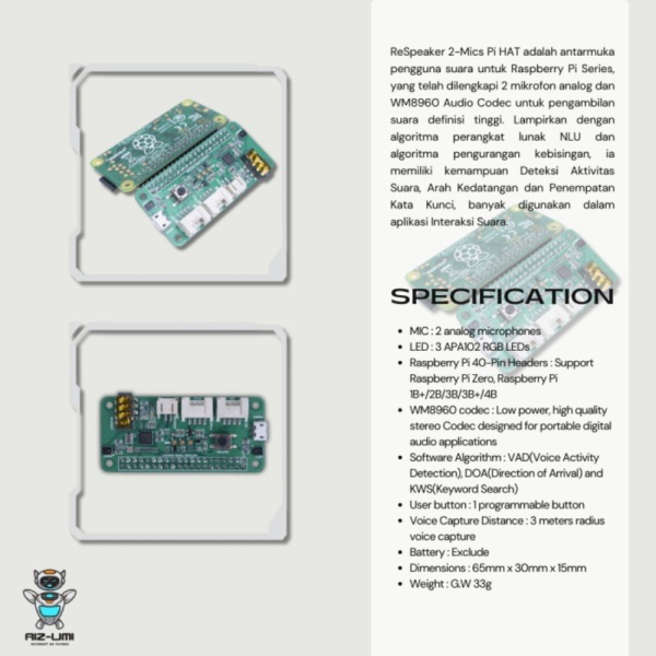 Jual reSpeaker 2-Mics Pi HAT for Raspberry Pi Limited | Shopee Indonesia