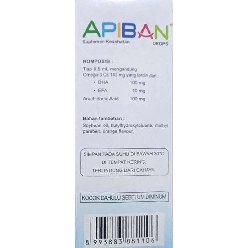 Jual APIBAN drops 15 ml - suplemen DHA untuk perkembangan otak bayi dan ...