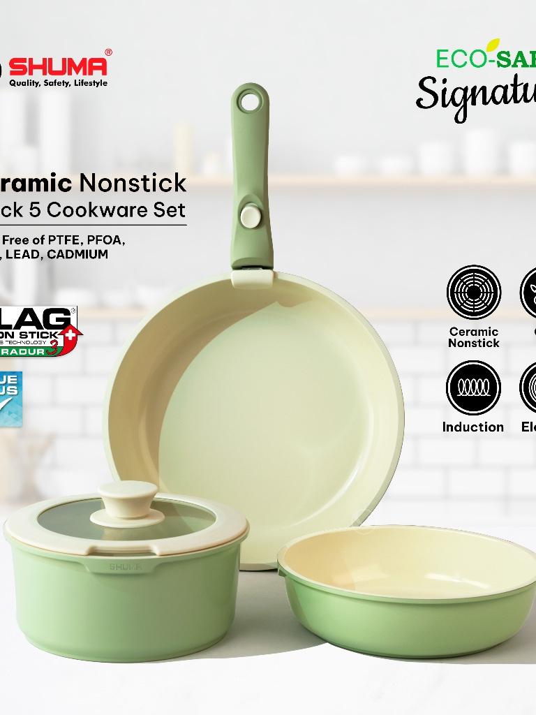 Jual SHUMA ECO SAFE SIGNATURE NONSTICK CERAMIC STACK 5 COOKWARE SET ...