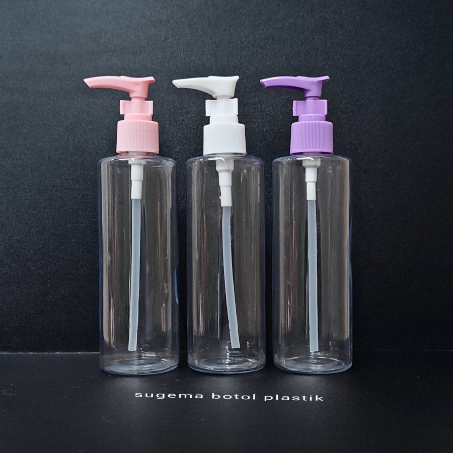 Jual Botol Pump Plastik 250m Bening / Botol 250ml Pump Klip Lock Plastik Pet Tebal Kemasan Sabun ...