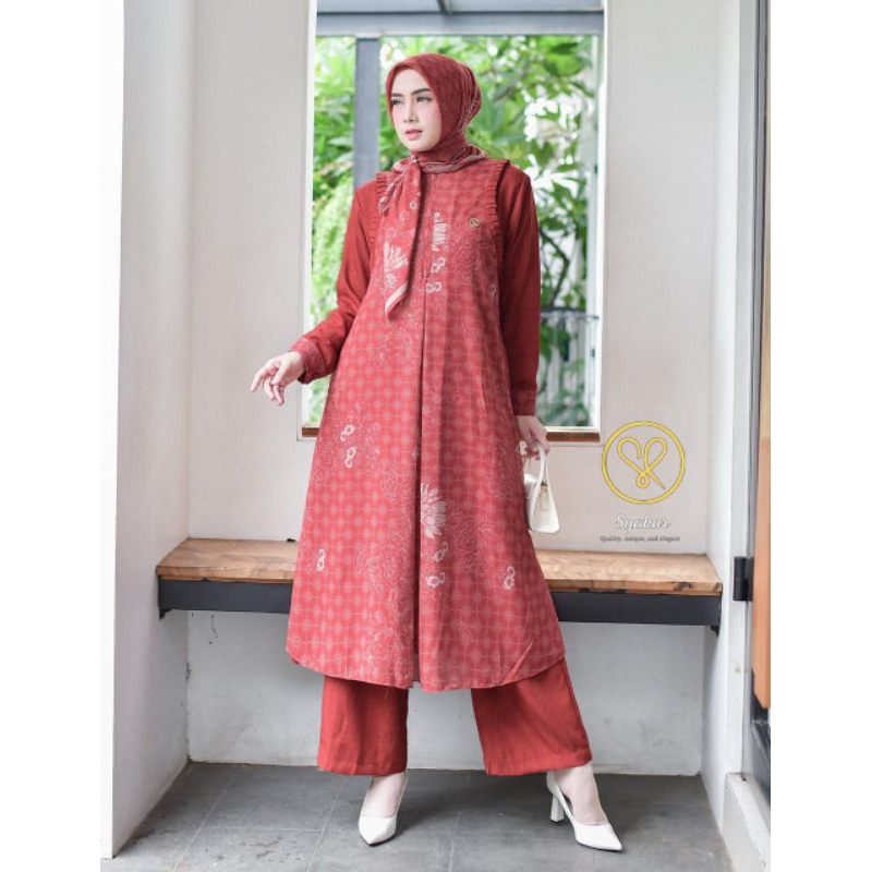 Jual Setcel Jilbab Ceruty Printing By Syakur | Shopee Indonesia