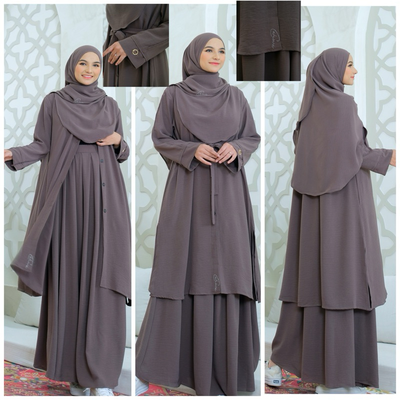Jual AMALYAH ONESET TERBARU‼️set longtunik+rok+hijab | Shopee Indonesia