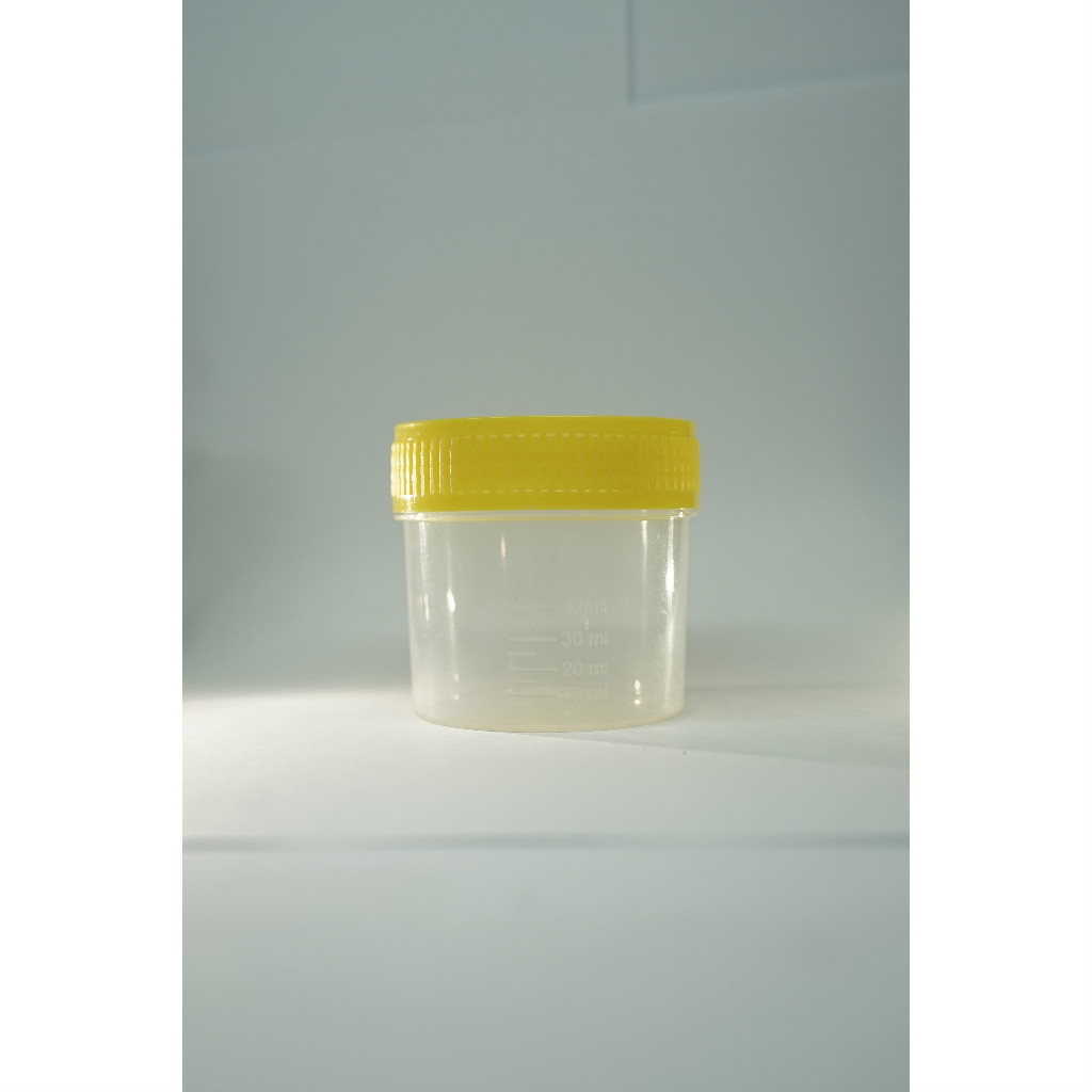 Jual Pot Dahak Sterile Tutup Kuning Berskala | Plastik PP TEBAL Sputum ...