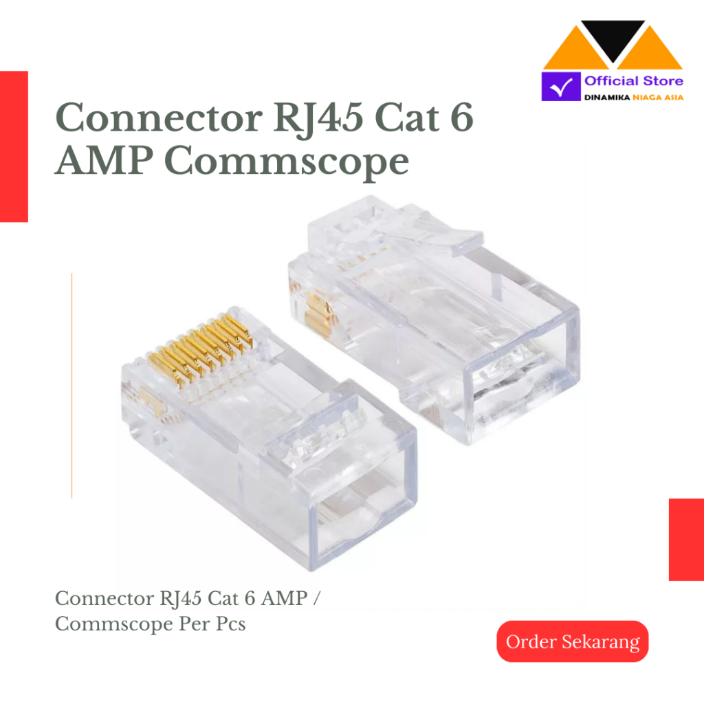 Jual Konektor LAN Connector RJ45 UTP Cat 6 AMP Commscope Per Pcs ...