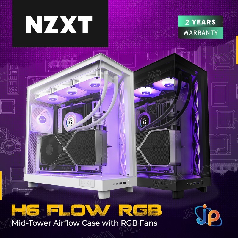Jual NZXT H6 Flow RGB Gaming Case - Tempered Glass Casing | Shopee ...