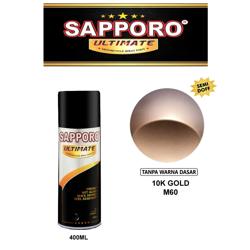 Jual Cat Semprot Sapporo Ultimate M60 10K Gold 400 ML | Shopee Indonesia
