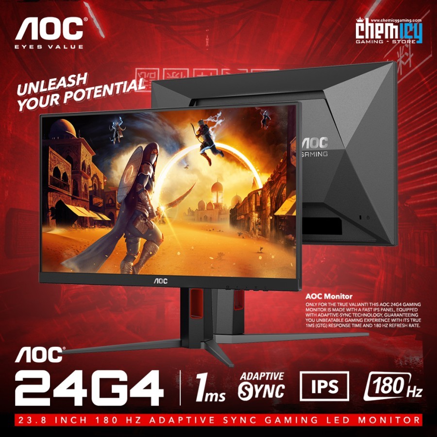 Jual AOC 24G4 24inch 180Hz Full HD Adaptive Sync Gaming LED Monitor ...