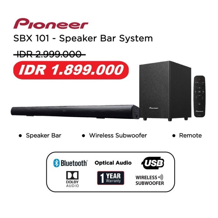 Jual PIONEER SBX101 / SBX 101 Bluetooth Sound System Sound Bar / SoundBar | Shopee Indonesia