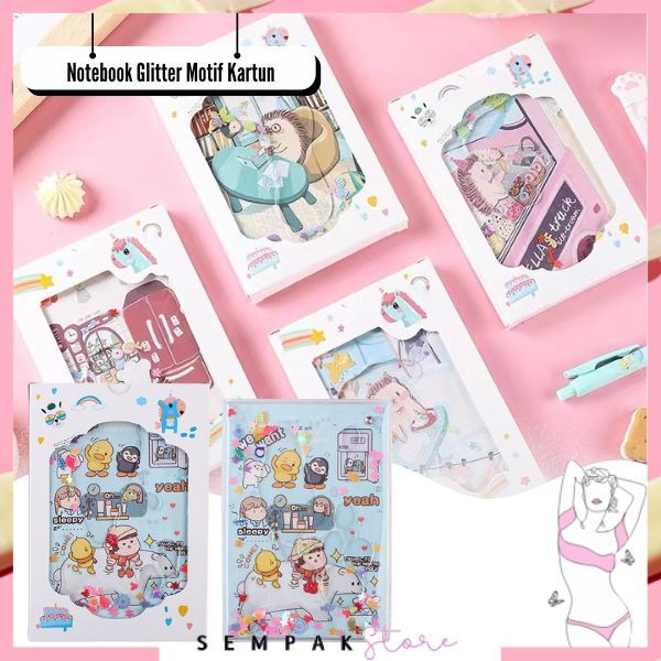 Jual SS Notebook Glitter Motif Kartun Buku Tulis Anak Glitter Karakter ...
