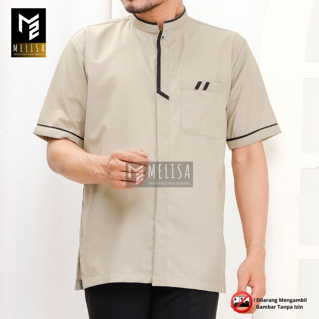 Jual Baju Koko Pria Kemko Lengan Pendek Bahan Poli Katun Motip Simpel ...