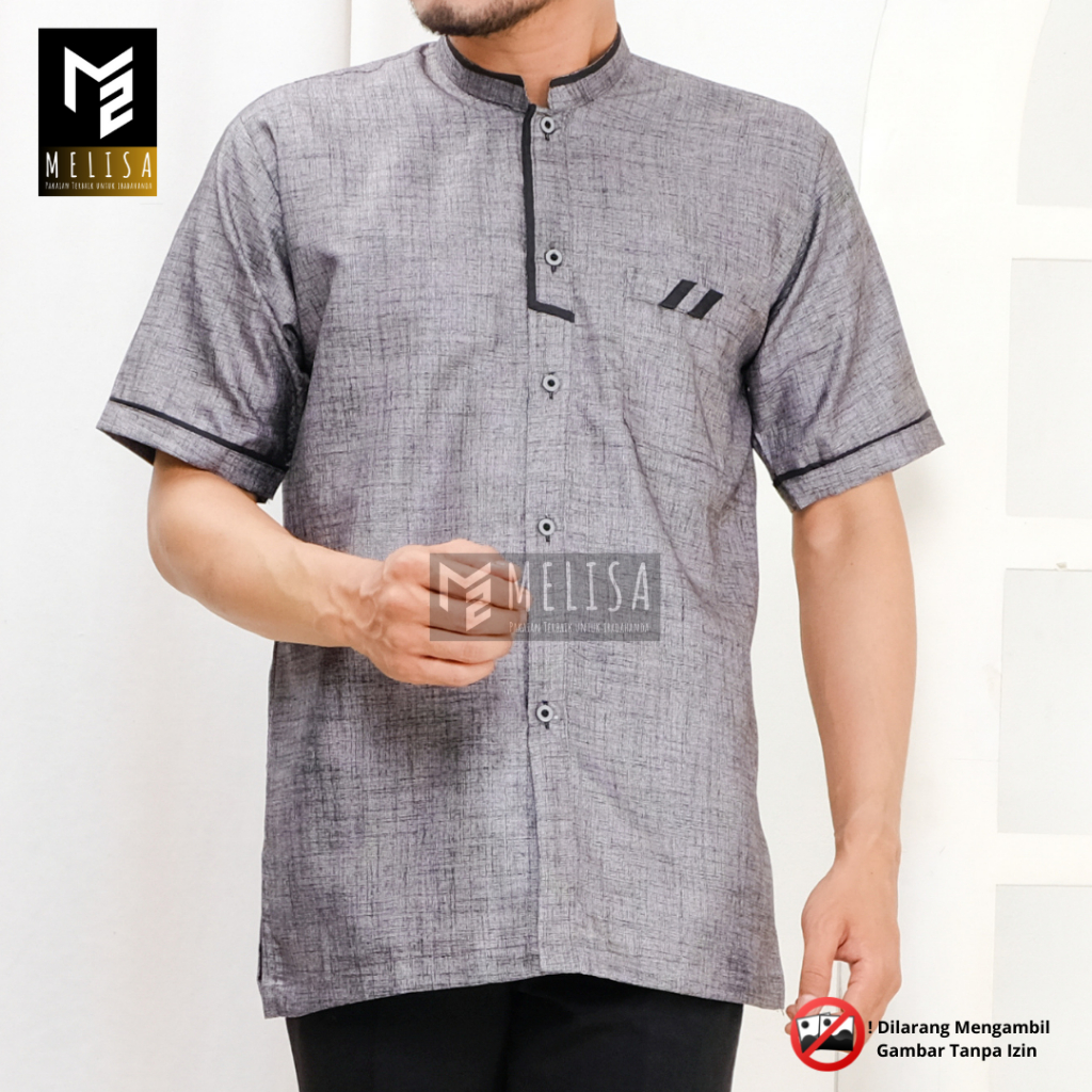 Jual Baju Koko Pria Kemko Lengan Pendek Bahan Poli Katun Motip Simpel ...