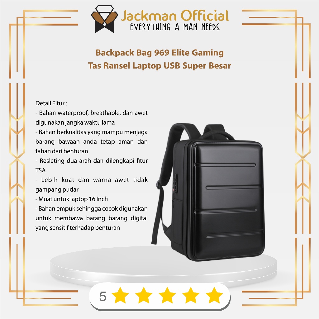 Jual Backpack Bag 969 Elite Gaming - Tas Ransel Laptop USB Super Besar ...
