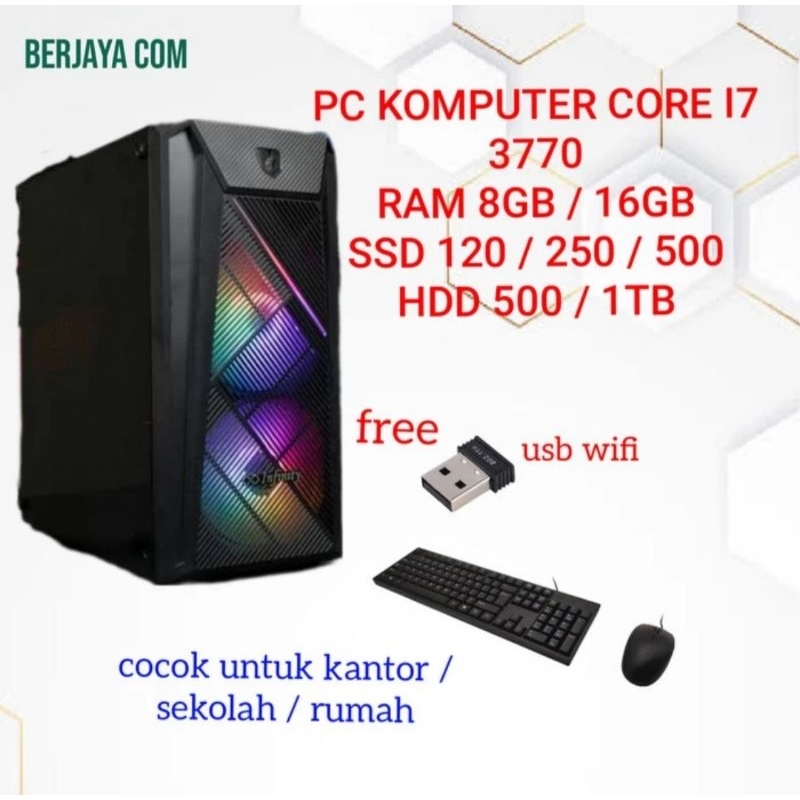 Jual Core i7 gen 3 - 16gb Ram - 500gb ssd - Pc Rakitan - Komputer Kantor - cpu sekolah | Shopee ...