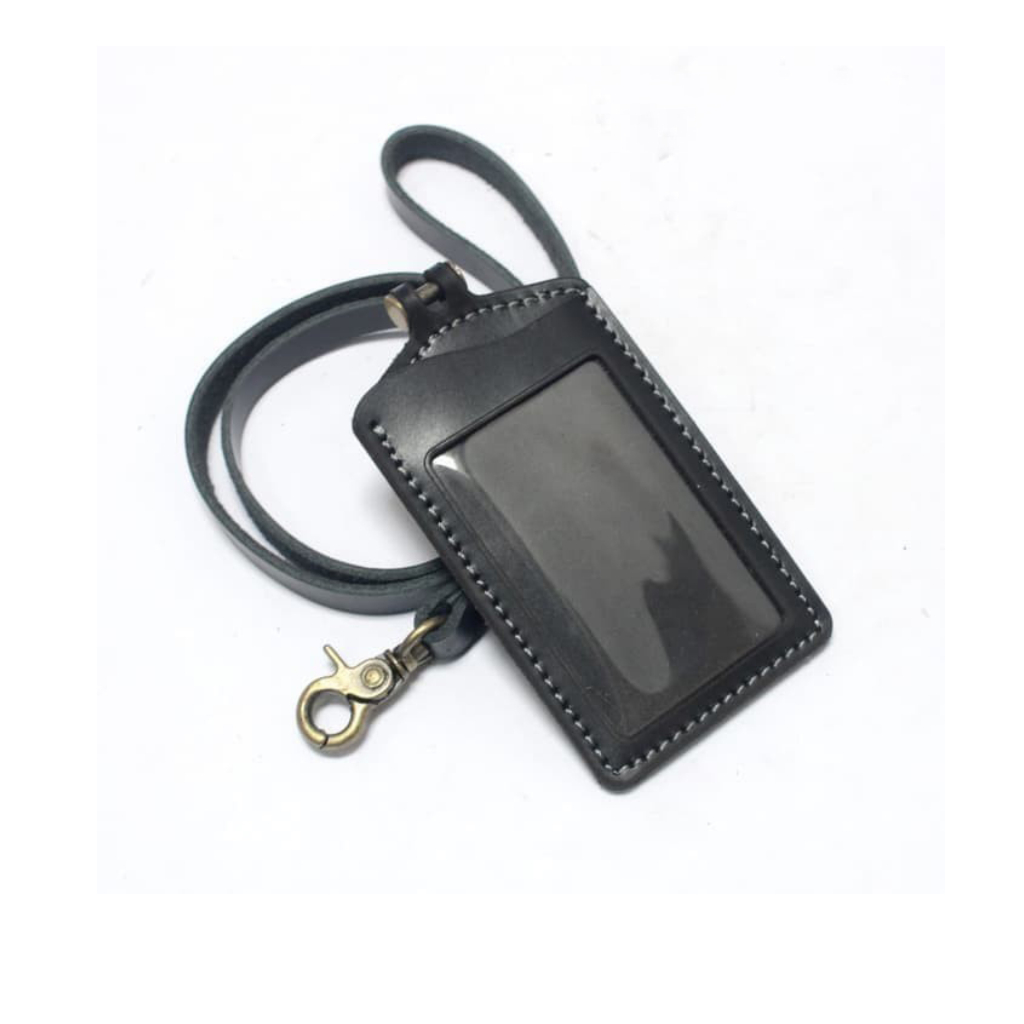 Jual Name tag ID card holder kulit sapi asli name tag lanyard tali id ...