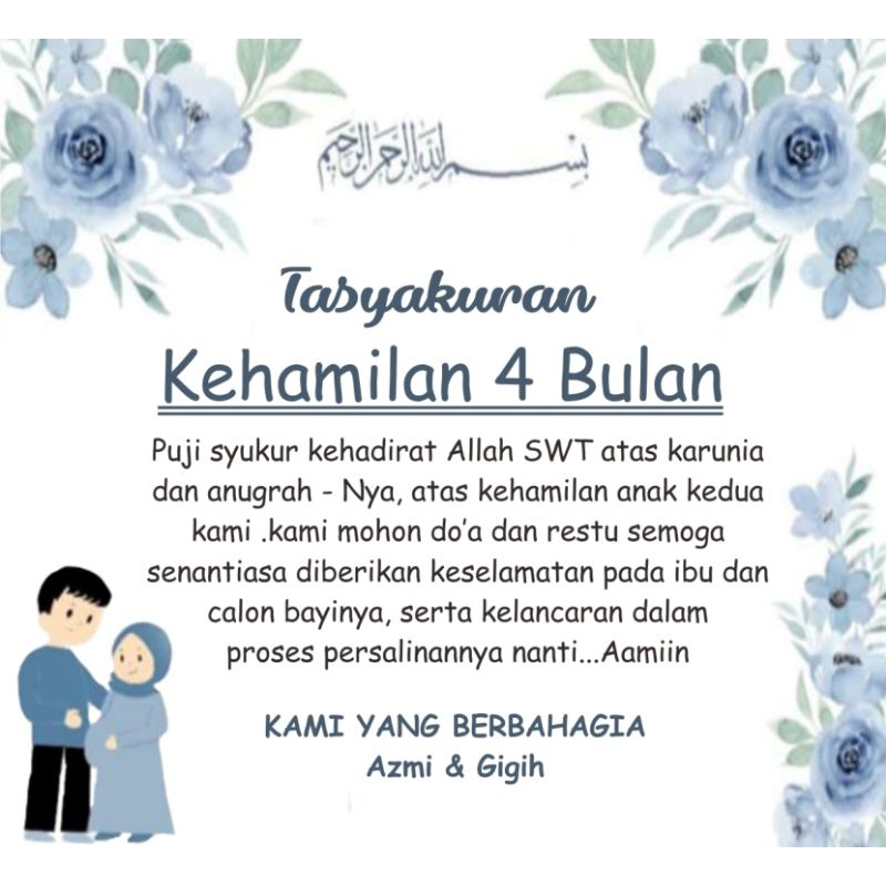 Jual stiker tasyakuran 4 bulan / 7 bulan fre disen bisa ganti tema ...