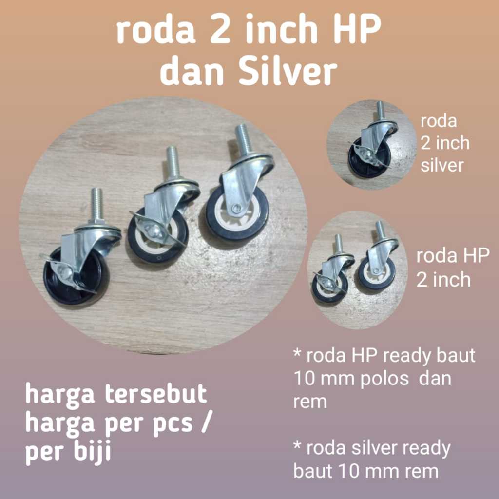 Jual Roda Caster 2 Inch, Roda HP dan SILVER Baut 10 Polos dan Rem ...