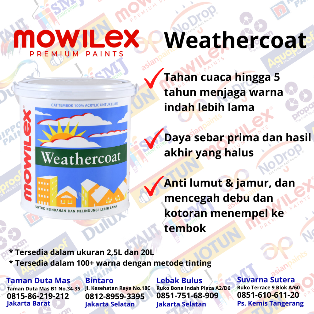 Jual CAT EXTERIOR MOWILEX WEATHERCOAT TINTING 2,5 LITER | Shopee Indonesia