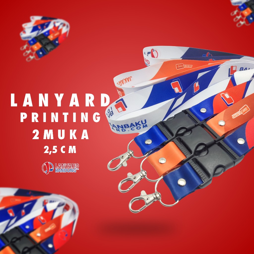 Jual tali lanyard custom desain 2,5cm / cetak tali lanyard id card ...