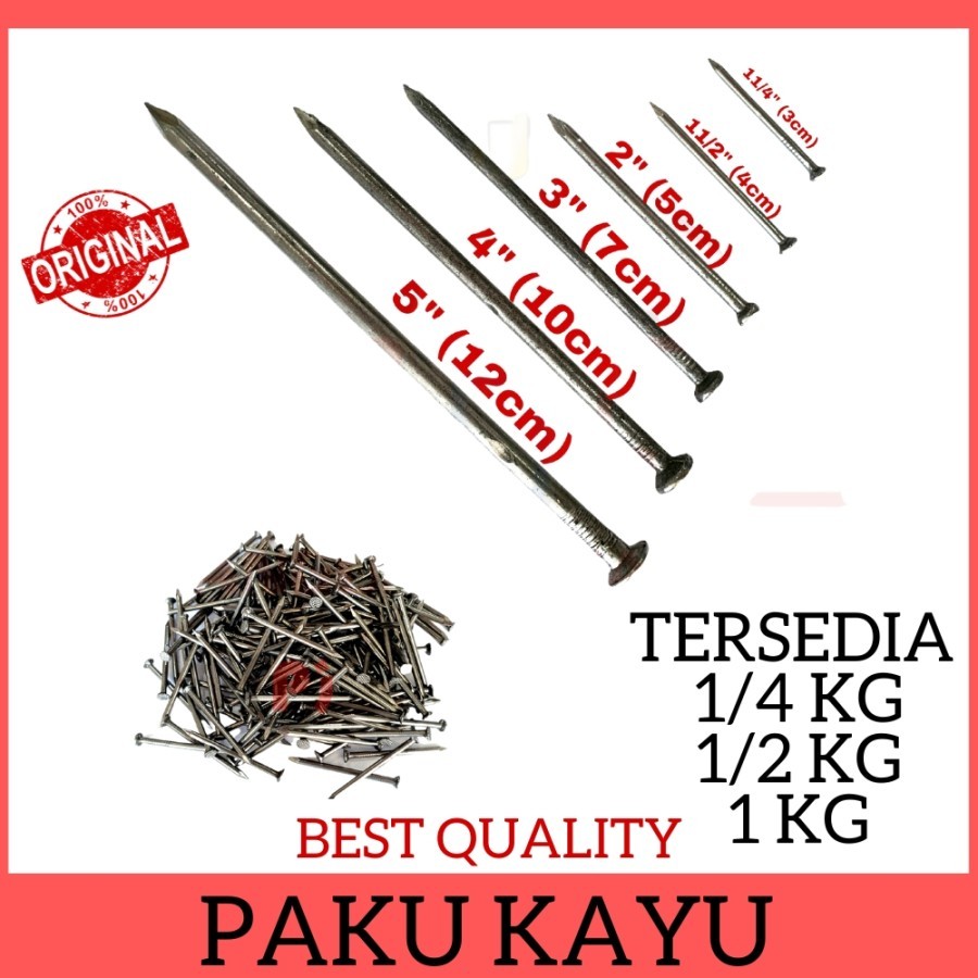 Jual Paku Biasa / Paku Kayu Banyak Ukuran 1 2 3 4 5 Inch Per 1/2 / 1 KG | Shopee Indonesia