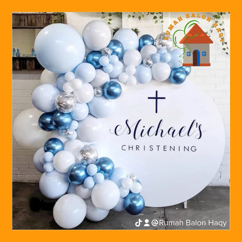 Jual (104 PCS) SET PAKET BALON DEKORASI ULANG TAHUN TEMA: BLUE WHITE ...