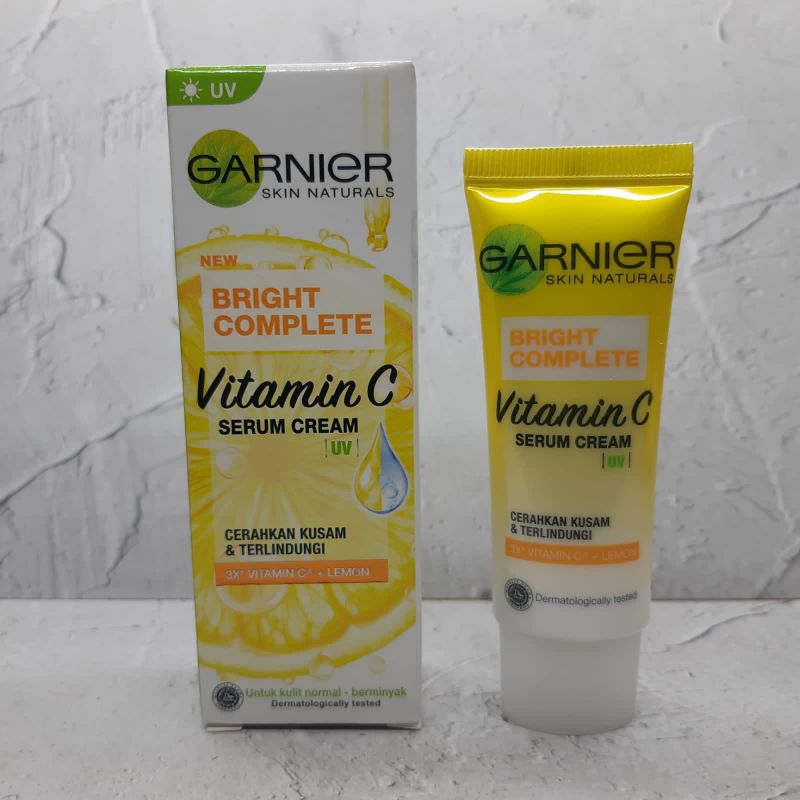 Jual Garnier serum cream uv bright complete vitamin c+lemon 20ml bpom | Shopee Indonesia