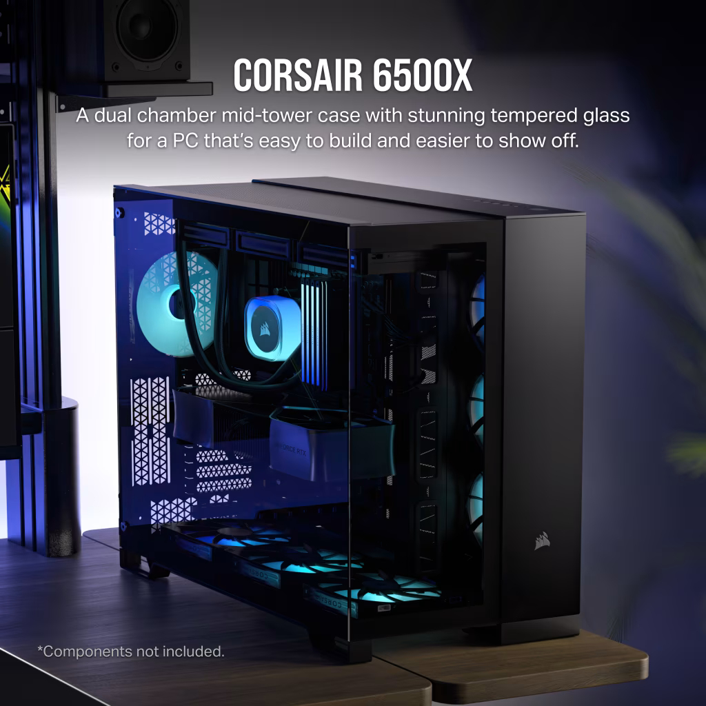Jual CORSAIR 6500X TG BLACK MID TOWER PC CASE CASING GAMING CHASSIS ...