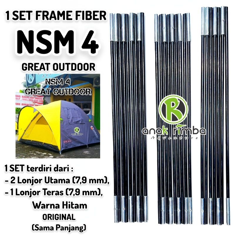 Jual FRAME FIBER HITAM NSM 4 PRO . LONJOR FRAME TENDA DOME GREAT OUTDOR | Shopee Indonesia
