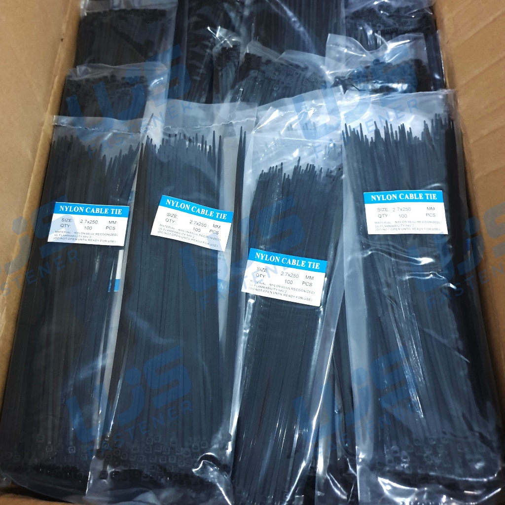 Jual Kabel Tis 2,7x250MM 25CM Hitam Cable Ties Tali Strip Segel Plastik ...
