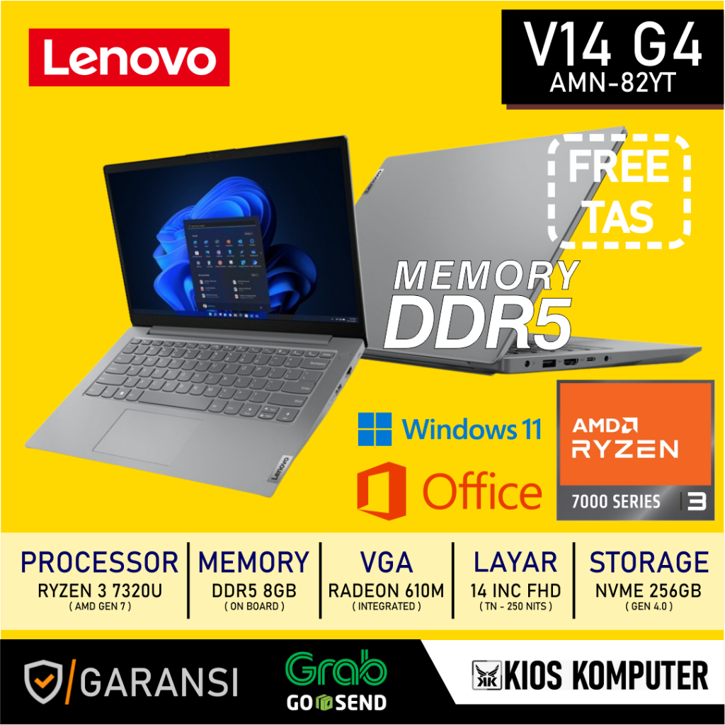 Jual LENOVO V14 G4 AMN 82YT RYZEN 3 7320U 8GB DDR5 256GB NVME 14" FHD ...