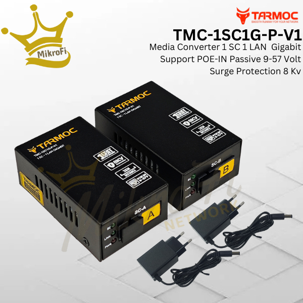 Jual Tarmoc TMC-1SC1G-P-V1 | HTB mini Media Converter 1 SC - 1 LAN | 1 FO 1 LAN Gigabit POE-in ...