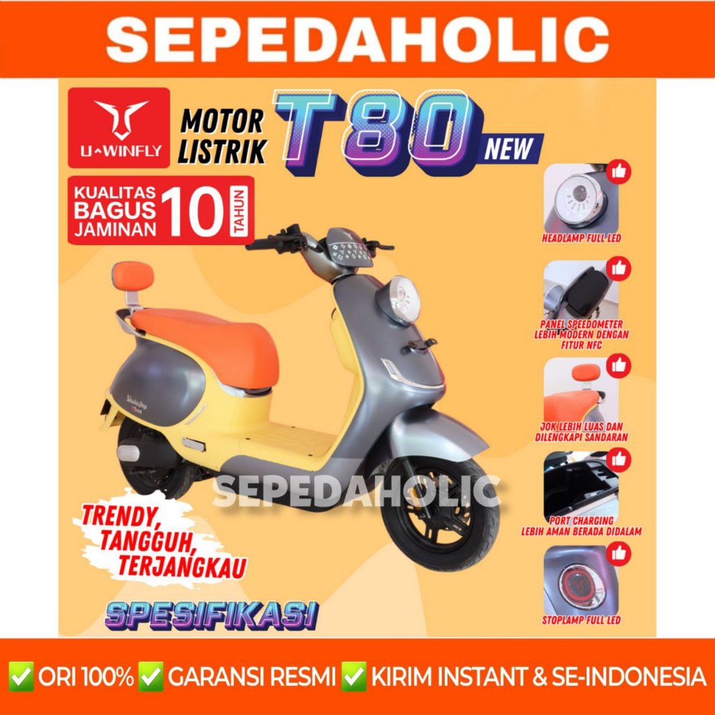 Jual Sepeda Motor Listrik UWINFLY T80 T 80 Electric Bike 1200 Watt Terbaru | Shopee Indonesia