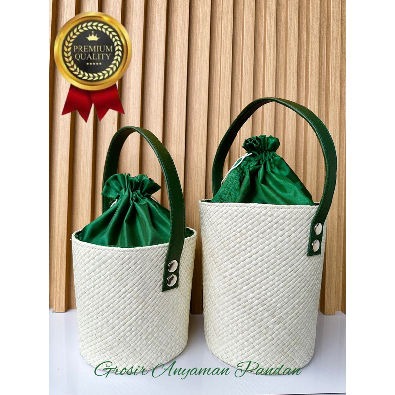 Jual READY Tas pandan parcel EMBER POLOS GAGANG SATU VINYL tas hampers ...