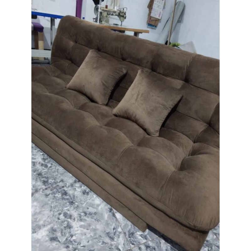 Jual sofa bed multifungsi bisa buat kasur bisa buat sofa warna cokelat sesuai d gambar | Shopee ...