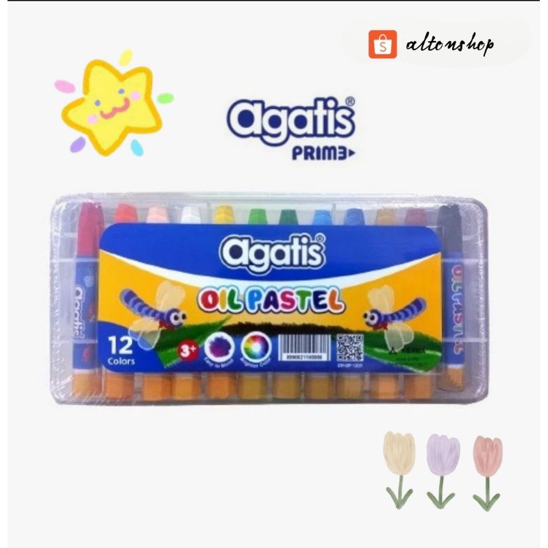 Jual Crayon/Oil Pastel Agatis 12 warna-1set | Shopee Indonesia