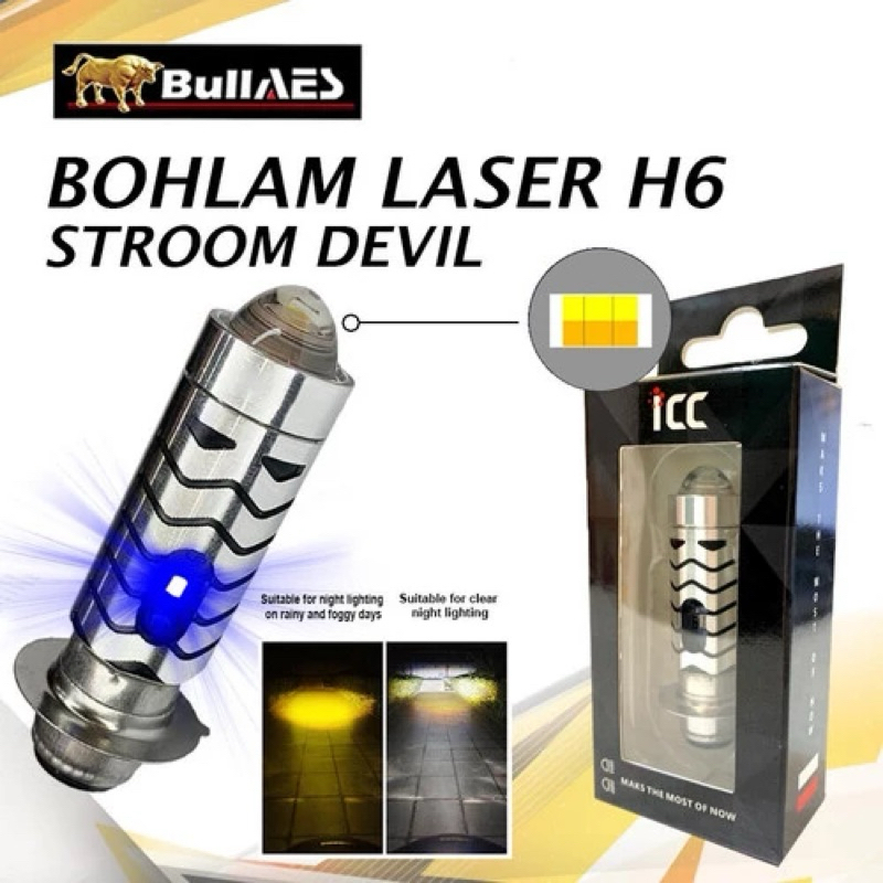 Jual Lampu Motor LED H6 Laser Devil Eye Biru Stroom BULLAES ICC ...
