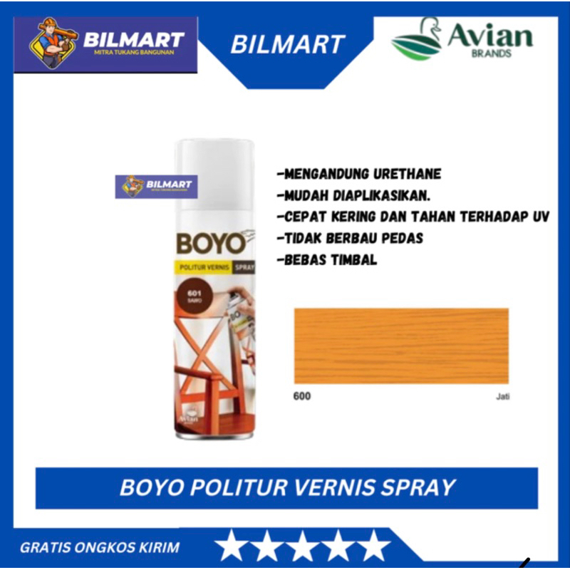 Jual CAT Politur Spray 400CC BOYO AVIAN CAT FURNITURE INSTAN LANGSUNG ...