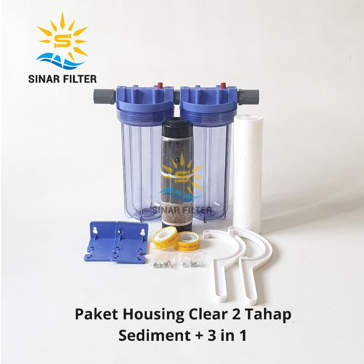 Jual Paket Filter Air 2 Housing 10" ( Sediment + 3in1 ) | Shopee Indonesia