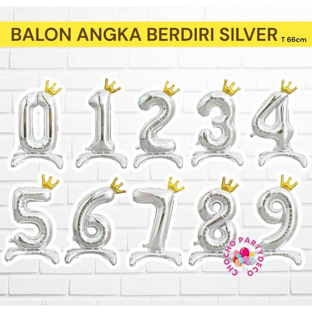 Jual Balon ANGKA BERDIRI SILVER / Balon Foil Angka 80cm / Balon Angka ...