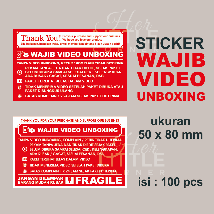 Jual STICKER VIDEO UNBOXING (isi 100 pcs) size 5 x 8 cm RED | Shopee ...