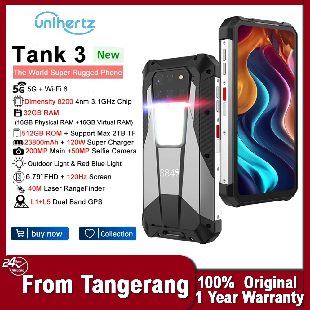 Jual Unihertz Tank 3 8849 Android 13 Smartphone Rugged 23800mAh 32GB 512GB 200MP 5G Mobile Phone ...