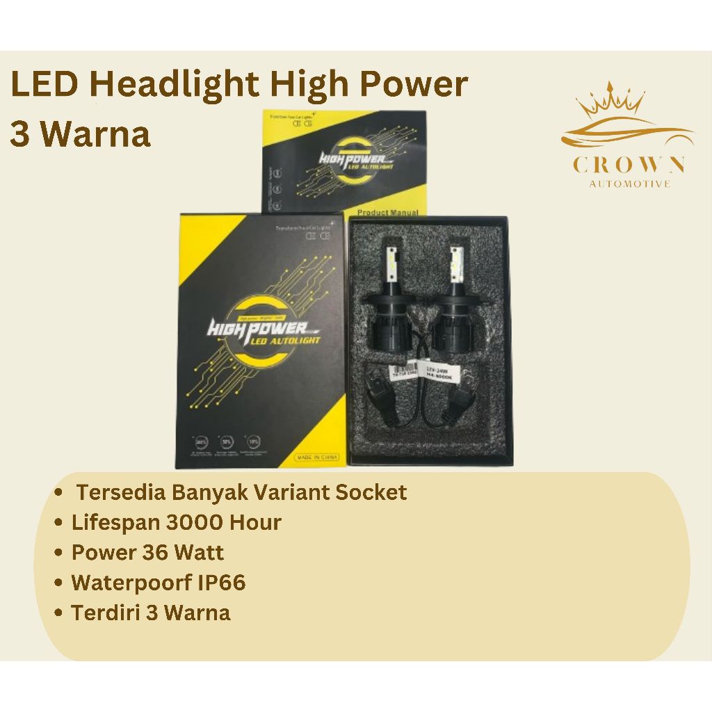 Jual LED Headlight HighPower 3 Warna / Lampu LED High Power 3 Warna ...