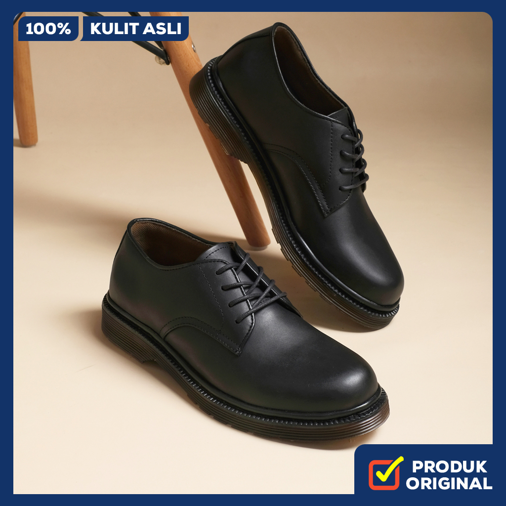 Jual ALVA BLACK ORIGINAL x KENZIOS Sepatu Formal Kulit Sapi Asli ...
