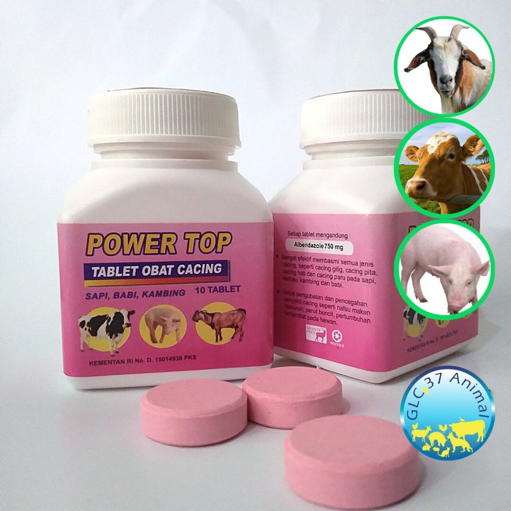 Jual POWER TOP 10 TABLET OBAT CACING SAPI BABI KAMBING | Shopee Indonesia
