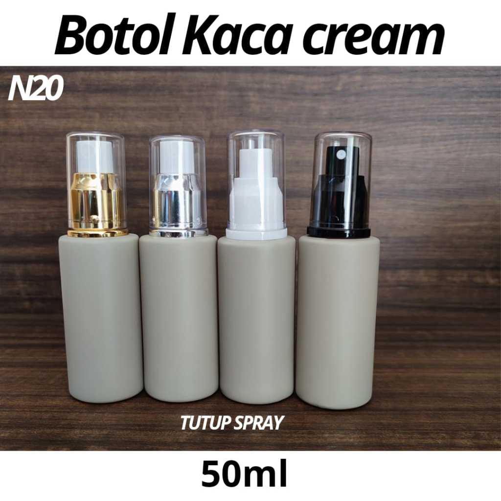 Jual Botol Kaca Cream 50ml Botol Skincare Botol Tutup Spray Hitam Putih ...