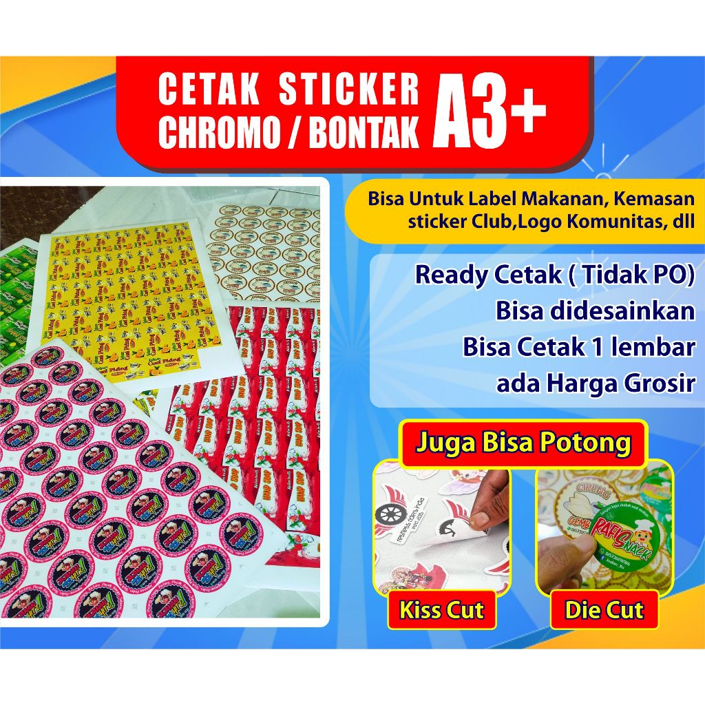Jual Cetak Sticker Label A3 A3+ / Stiker Bontak / Chromo / Kromo label ...